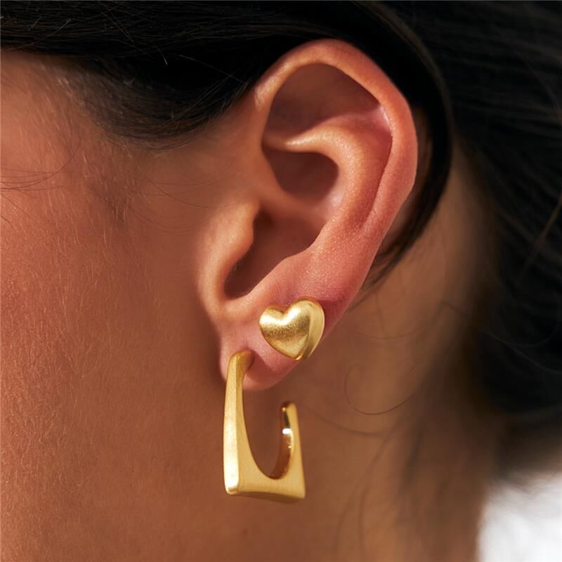 Satin Square Half Studs – Gold Geometric Minimal Earrings – GALLI THE LABEL